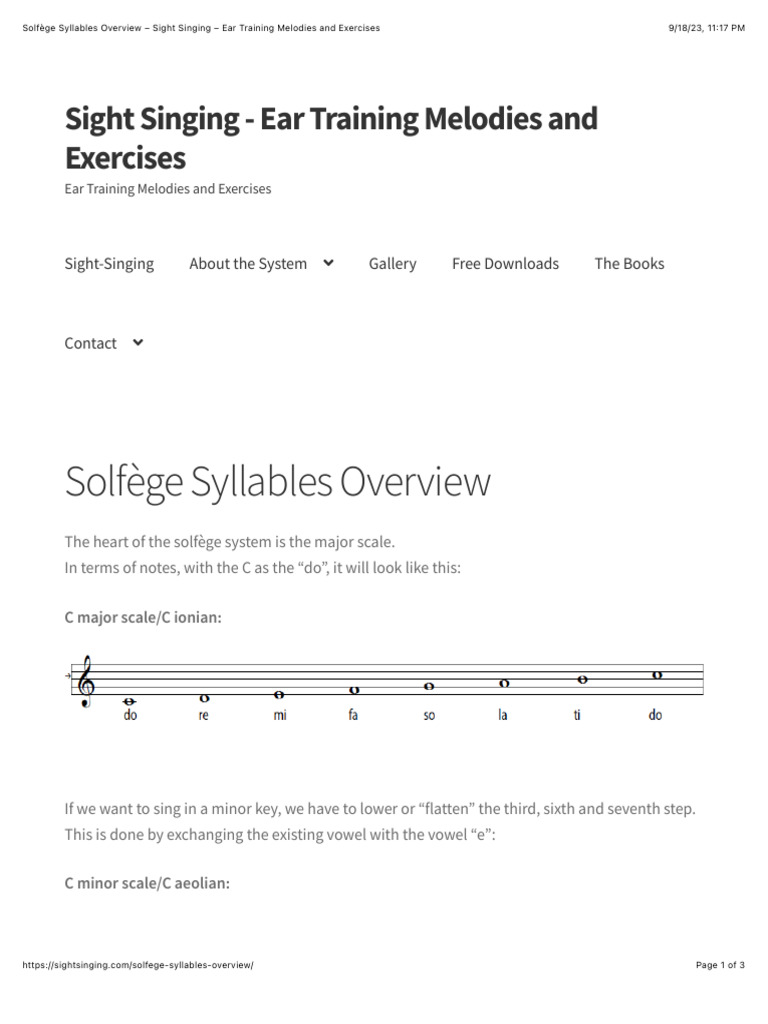 Solfège Syllables Overview – Sight Singing – Ear Training Melodies and ...