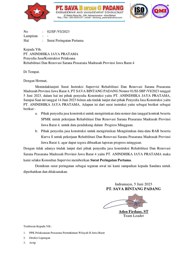 Surat Peringatan 1 | PDF