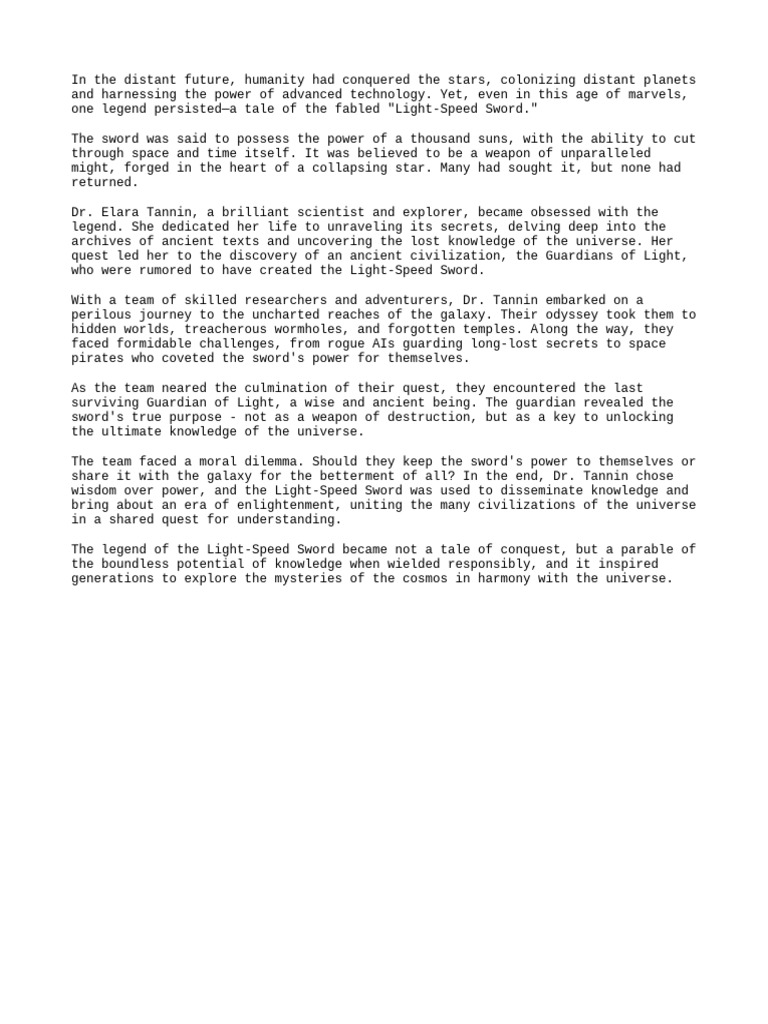 Creation of The Light-Speed Sword | PDF