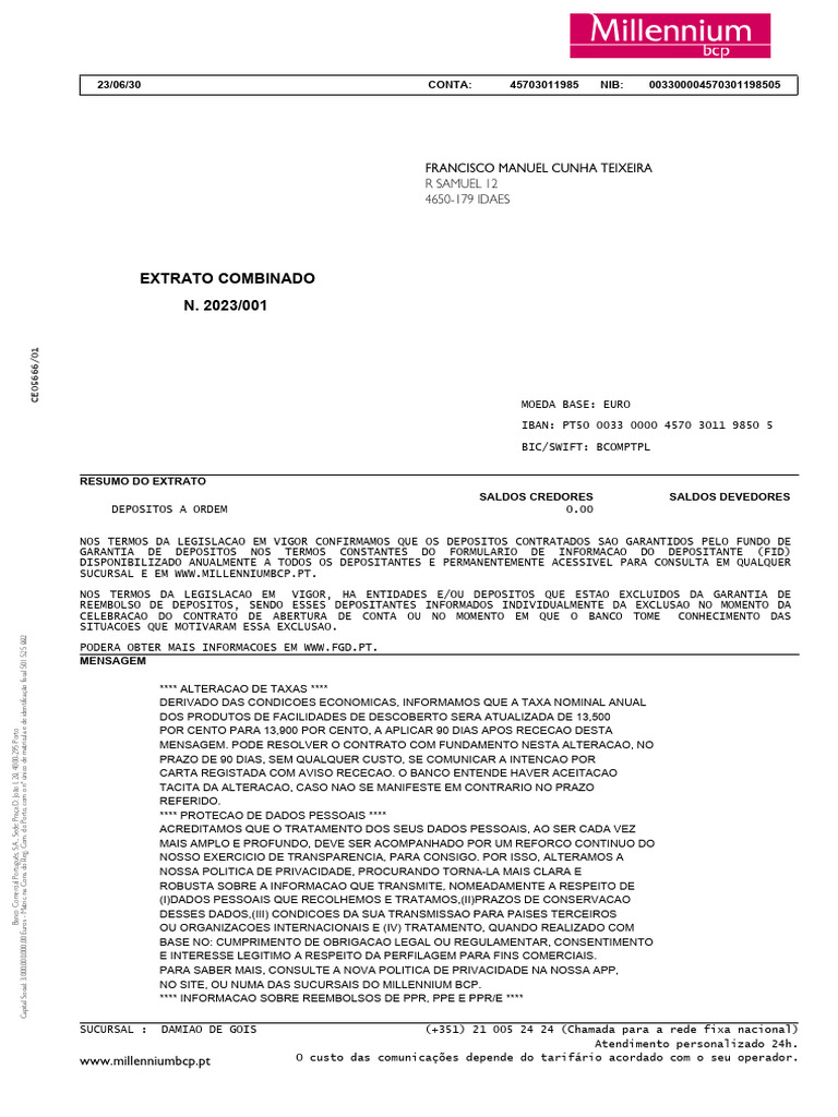 Extrato Combinado 2023001 | PDF