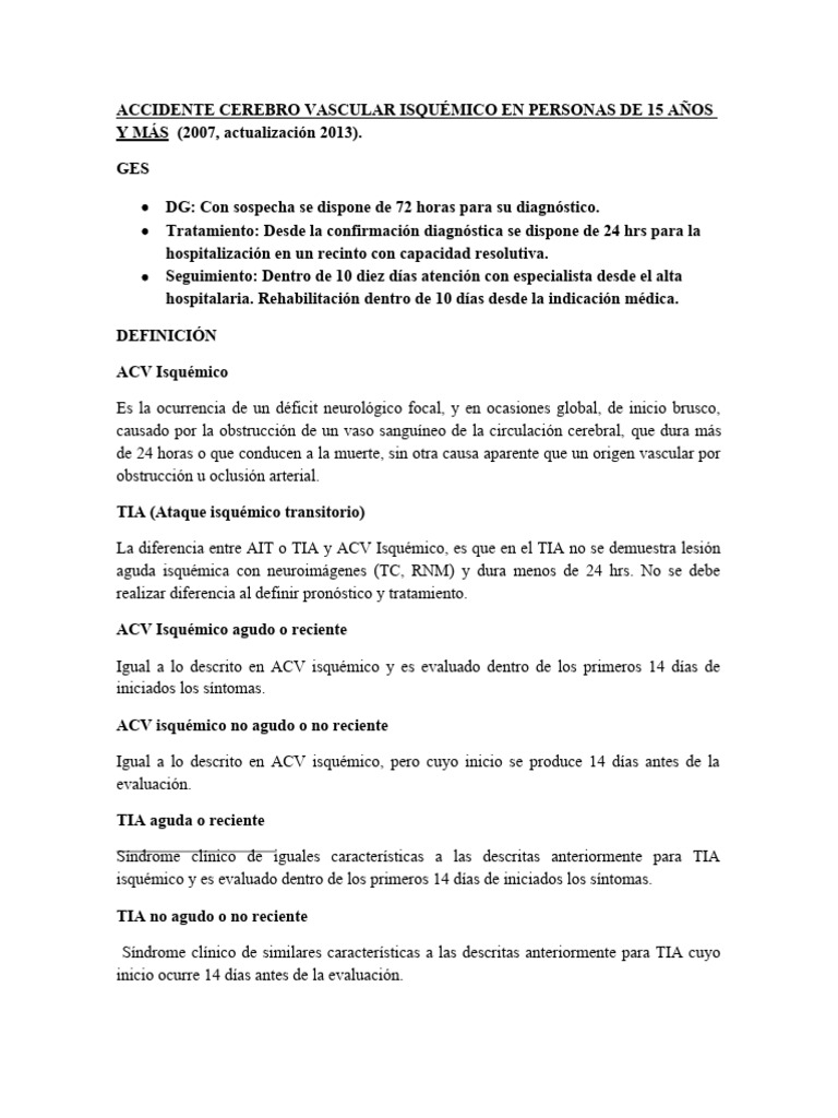 Desarrollo Guia Clínica ACV. (2) | PDF | Carrera | Isquemia