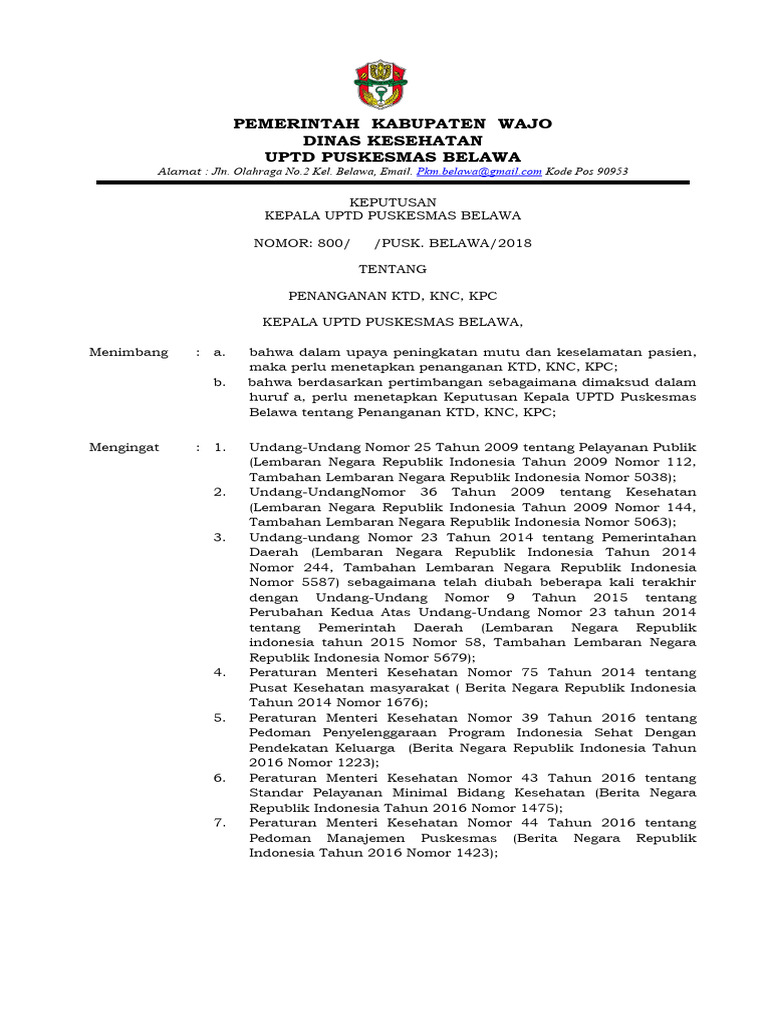 9.1.1.6 SK Penanganan KTD KPC KNC | PDF