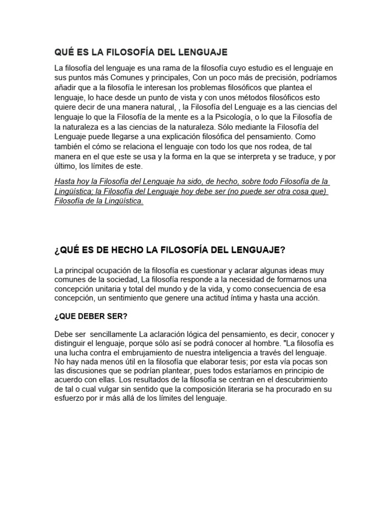 Filosofía del Lenguaje y Concepción Mundial | PDF | Filosofía ...