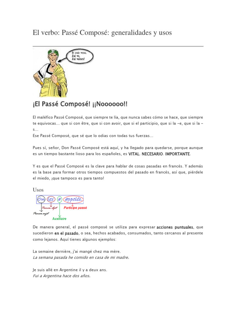 Passe Compose | PDF | Verbo | Idioma francés