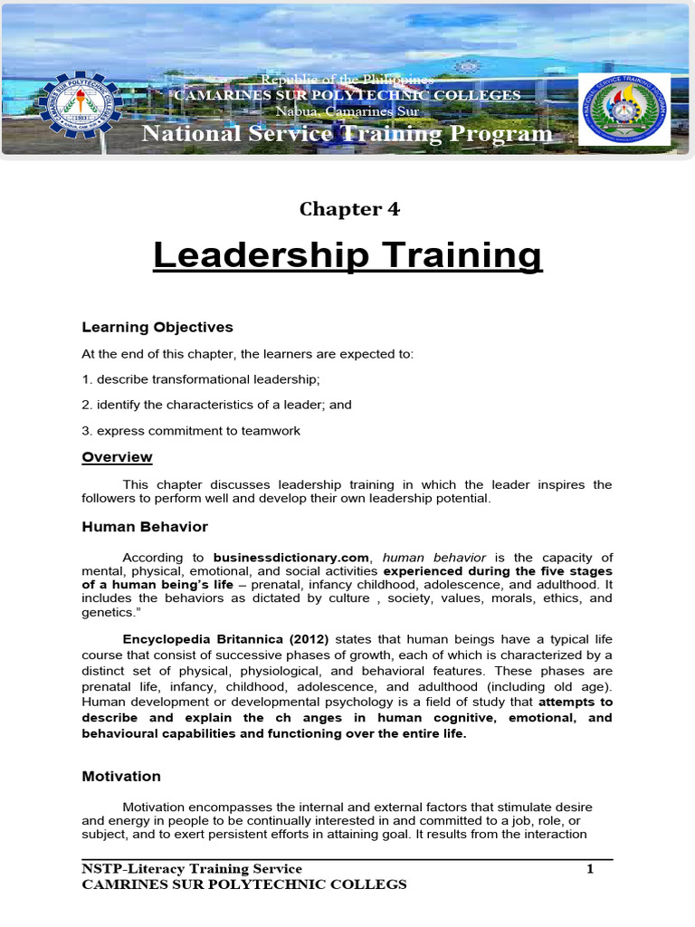 Chapter 4 Leadership Training | PDF | Leadership | Transformational ...