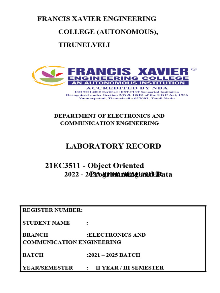 OOPs & DS LAB Manual | PDF OOPs & DS LAB Manual | PDF