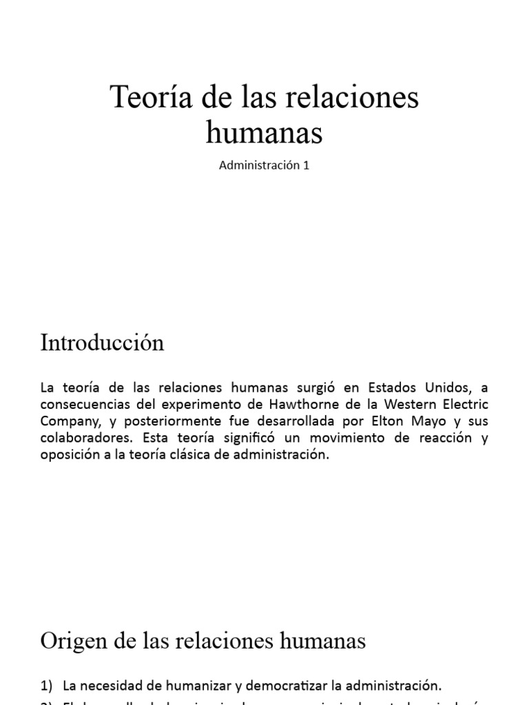 Teoría de Las Relaciones Humanas | PDF
