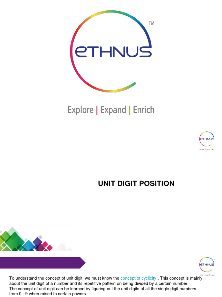 Unit Digit Position | PDF | Numbers | Mathematics