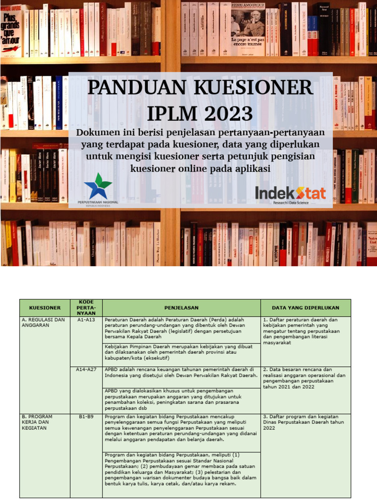 Panduan Kuesioner IPLM 2023 Untuk Responden Kab - Kota | PDF