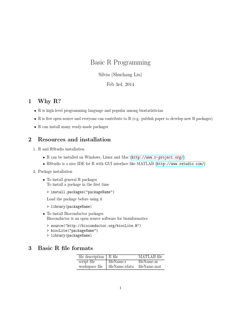 Basic R Programming | PDF | Matrix (Mathematics) | Matlab Basic R Programming | PDF | Matrix (Mathematics) | Matlab