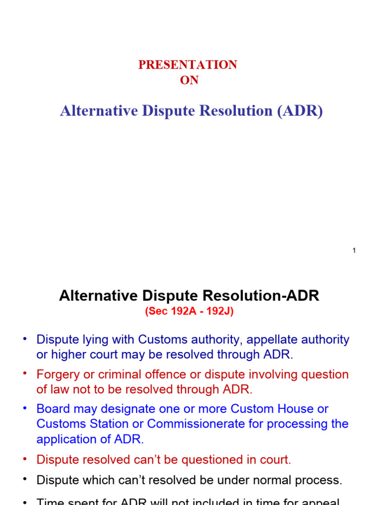 Alternative Dispute Resolution (ADR) - SMAC | PDF