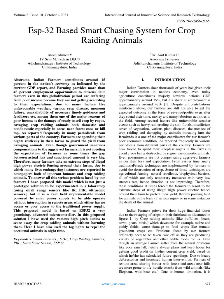 Esp-32 Based Smart Chasing System For Crop Raiding Animals | PDF ...