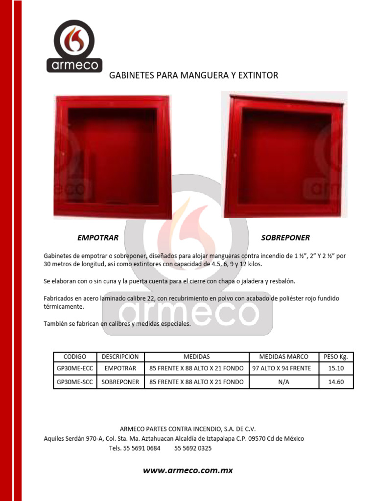 Ficha Tecnica de Gabintes 30ME Marca Armeco | PDF