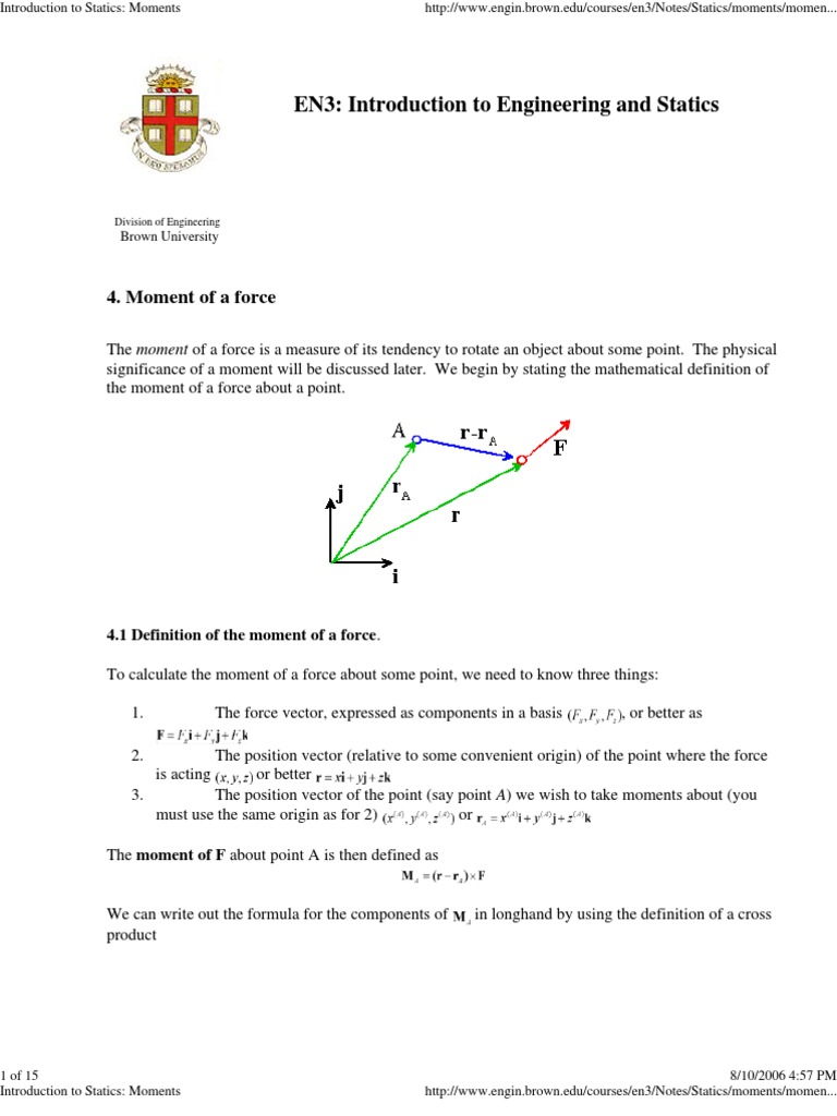 Introduction To Statics - Moments | PDF | Rotation Around A Fixed Axis | Force