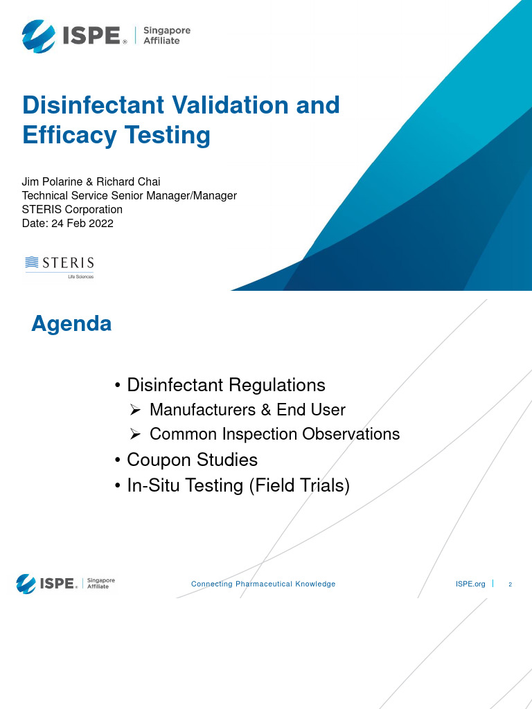 ISPE Singapore-Disinfectant Validation and Efficacy Testing | PDF ... ISPE Singapore-Disinfectant Validation and Efficacy Testing | PDF ...