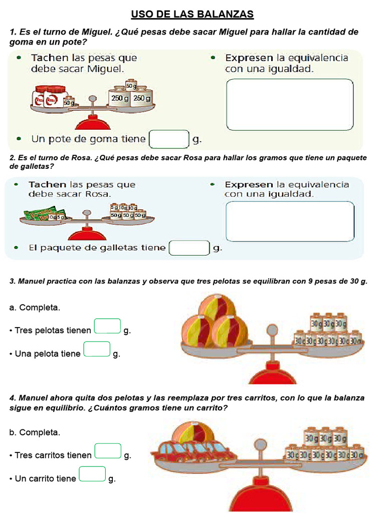 Ficha Jugamos Con Las Balanzas Pdf