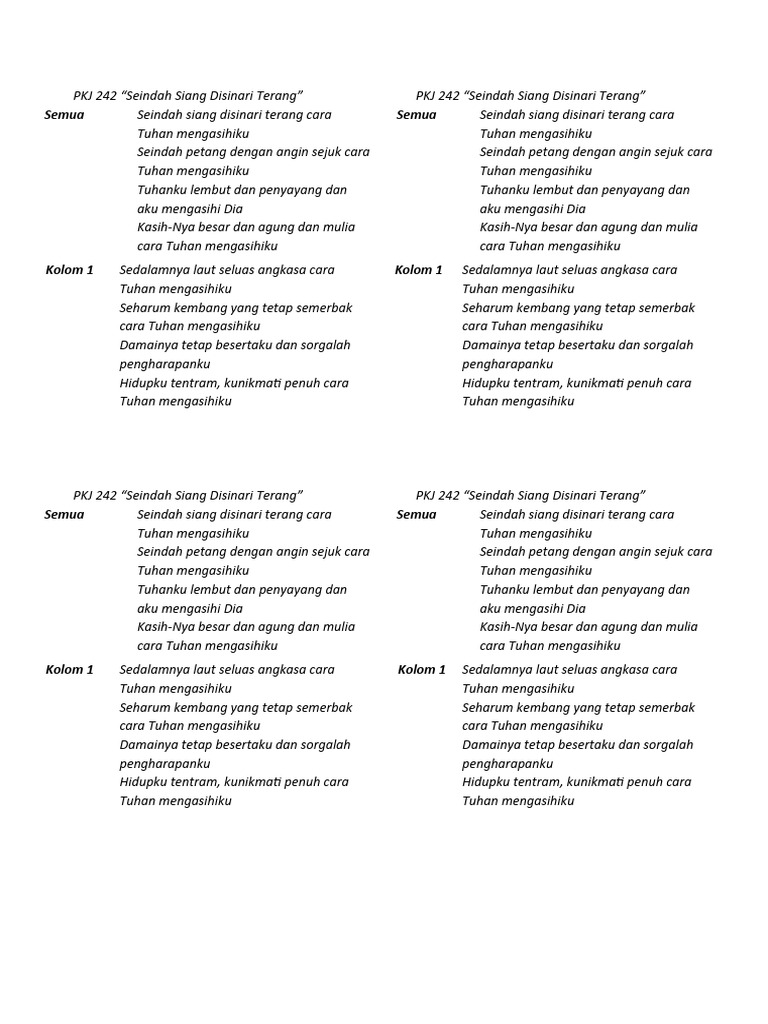 PKJ 242. Seindah Siang Disinari Siang | PDF