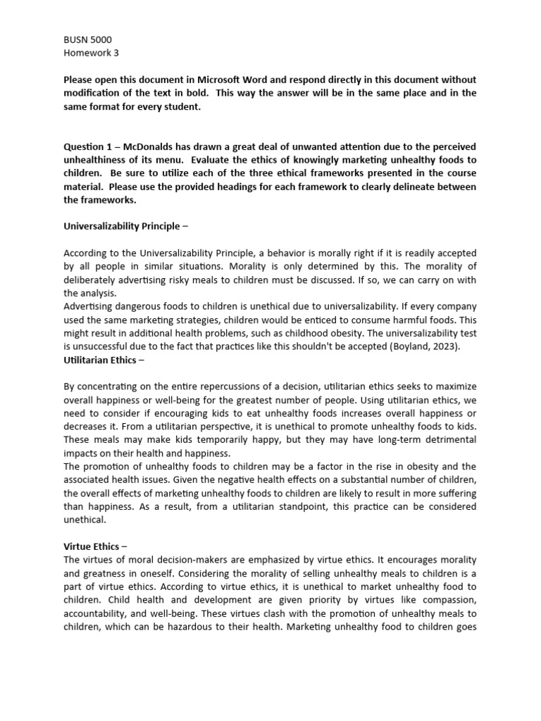 Ethics of McDonald's Marketing to Kids | PDF | Wellness