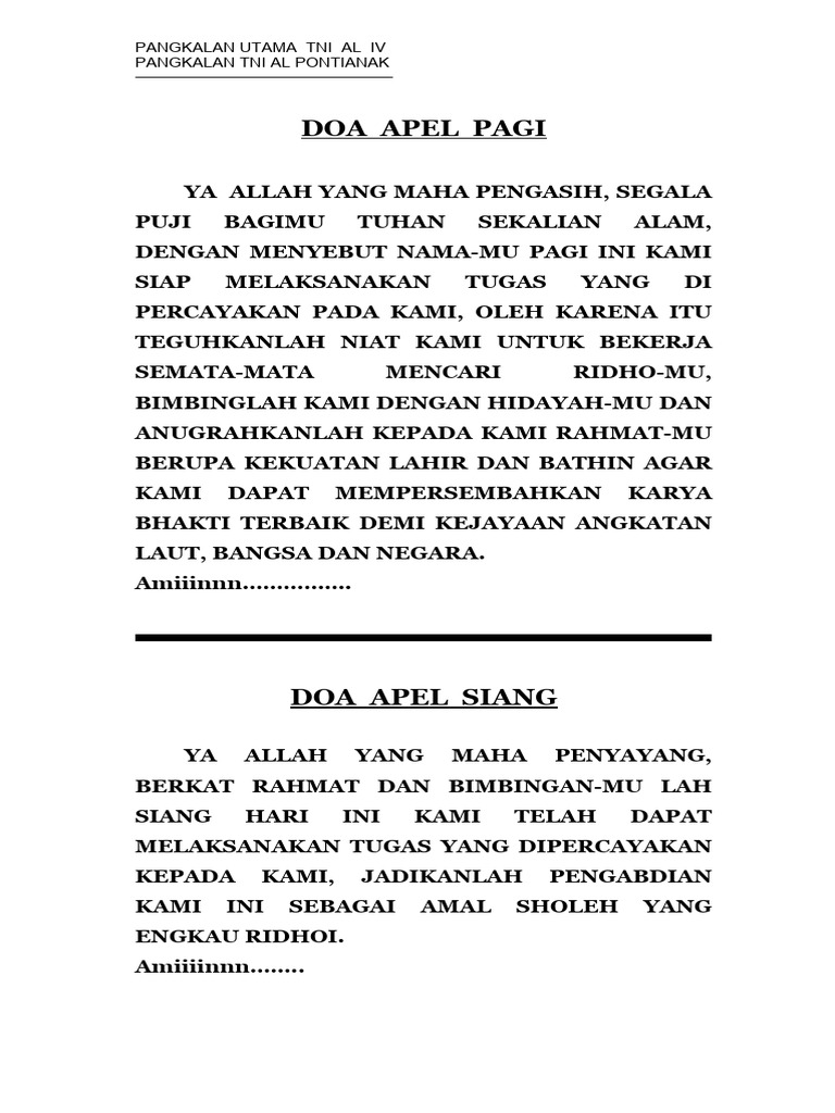 Doa Apel Pagi-Siang | PDF