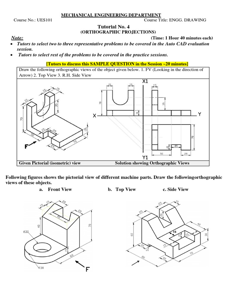 Tutorial 4-Orthographic Projections | PDF