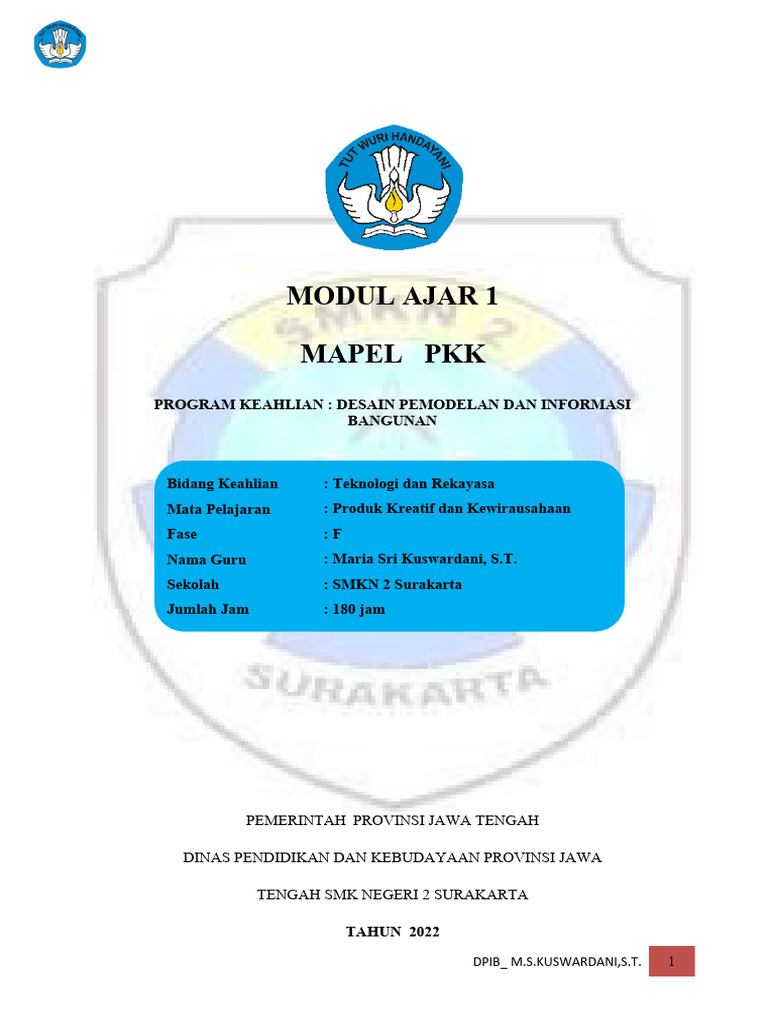 Modul Ajar 1 PKK Kelas Xi | PDF