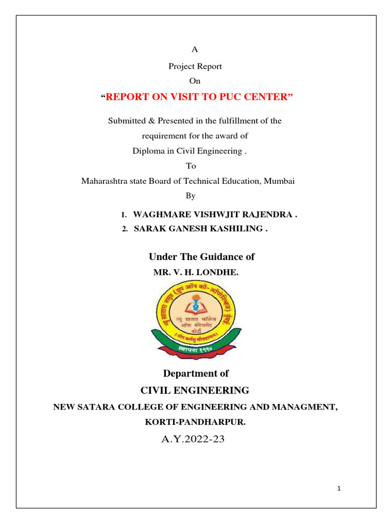 Report On Visit To Puc Center" | PDF