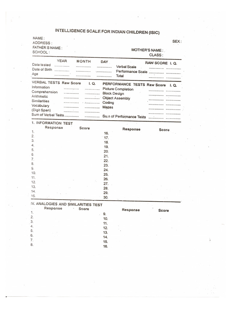MISIC Response Sheet | PDF