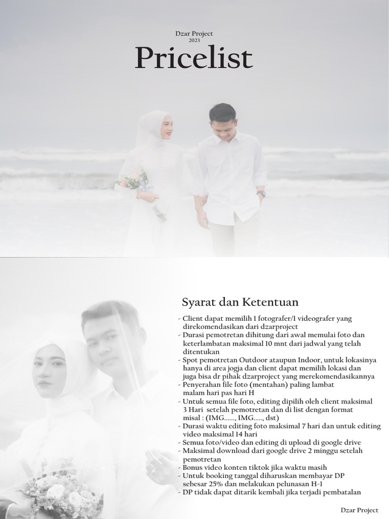 Price List Prewedding 2023 | PDF