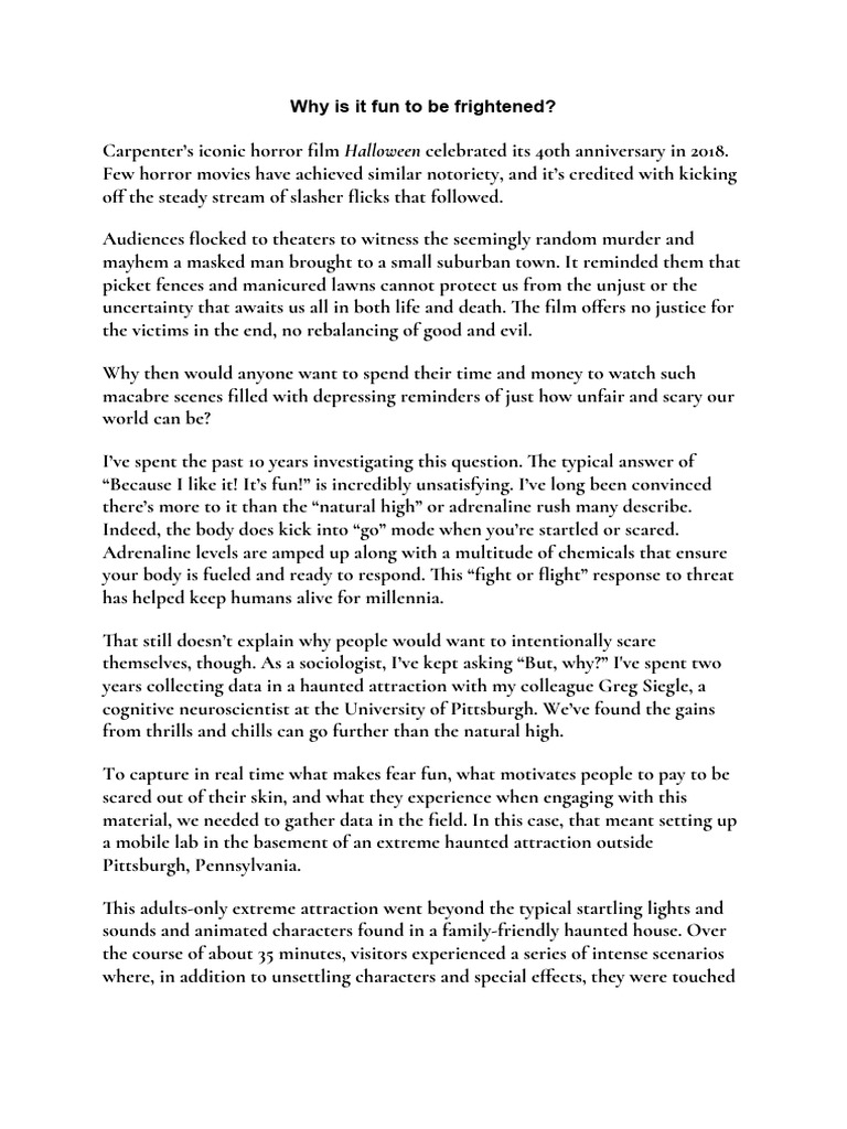 Why Is It Fun To Be Frightened | PDF | Feeling | Psychology