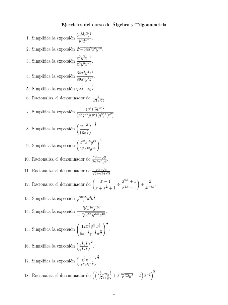 Lista 1 de Ejercicios | PDF