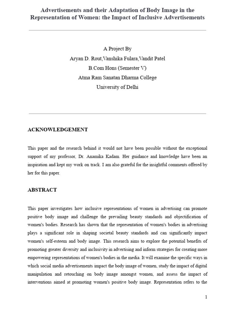 Research Paper - Sonal 20 - 727 | PDF | Methodology | Body Image