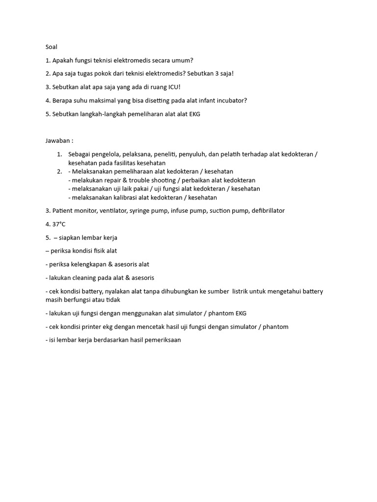 Tugas dan Fungsi Teknisi Elektromedis | PDF