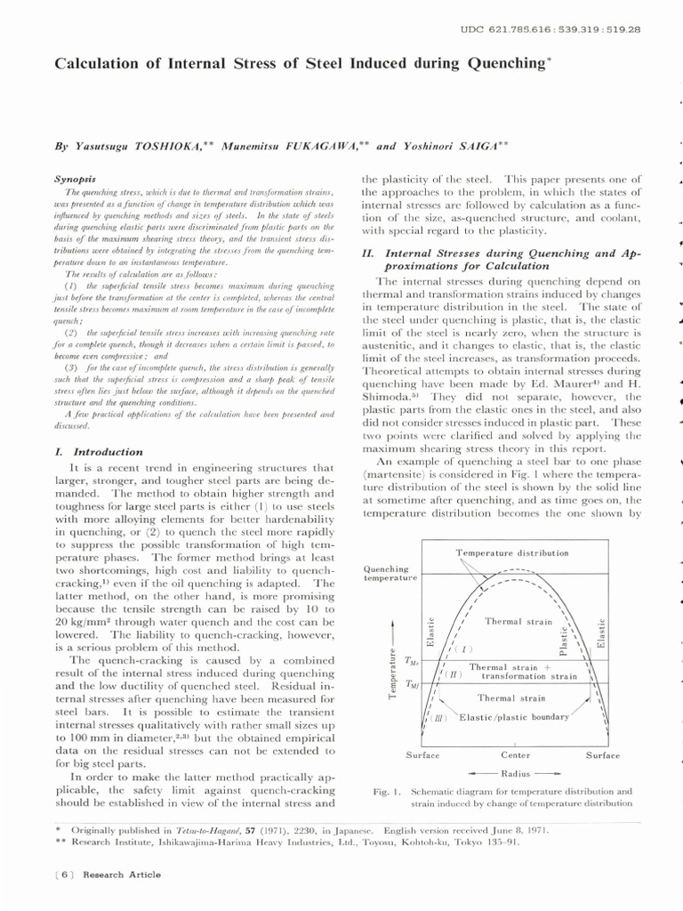 Calculation of Internal Stress of Steel Induced During Quenching ...
