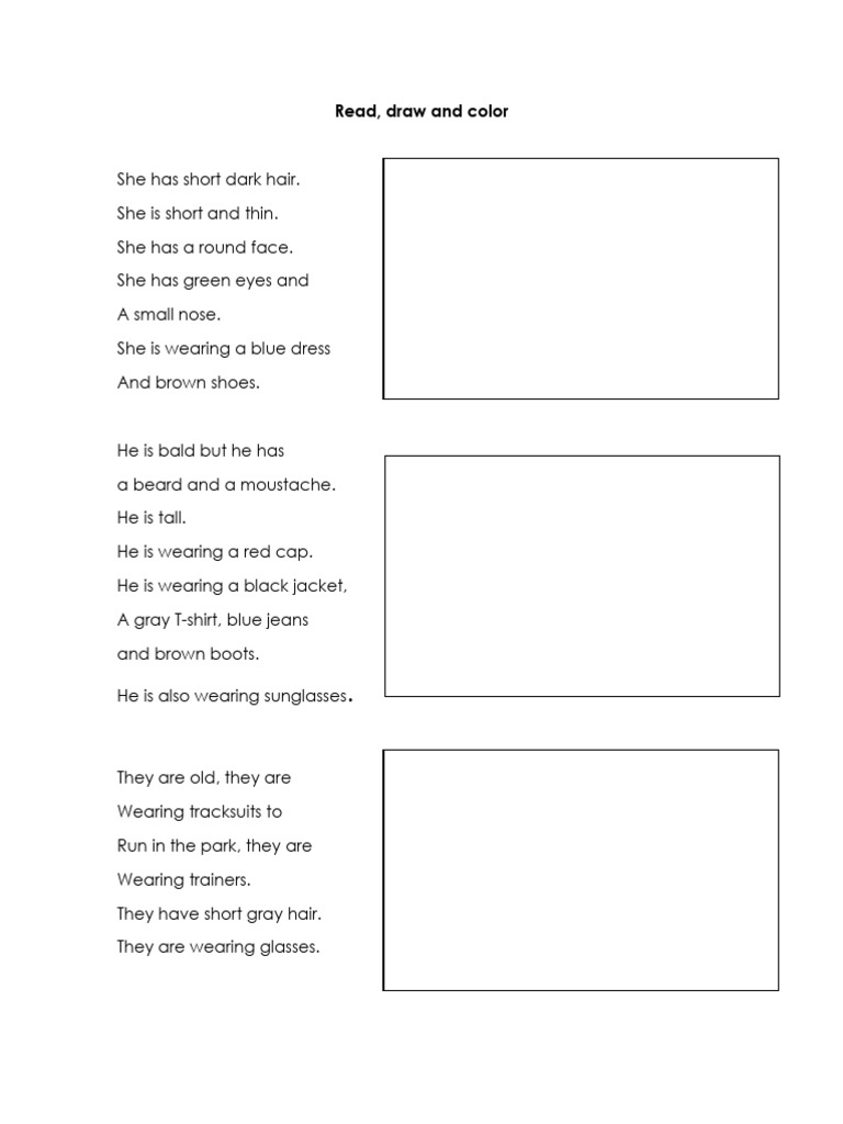 Character Descriptions for Drawing | PDF