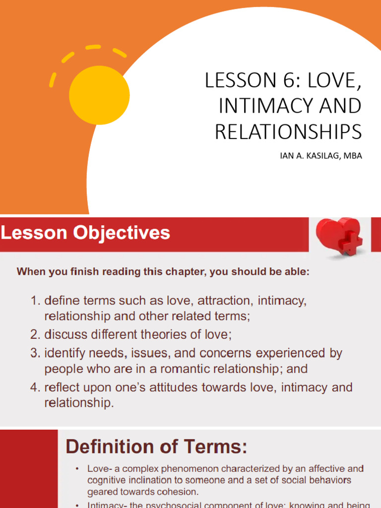 Lesson 6 Love, Intimacy and Relationships | PDF