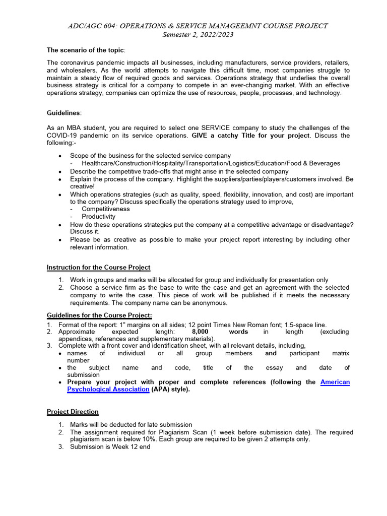 CASE STUDY GUIDELINE ADC AGC Sem 222 | PDF | Supply Chain | Business ...