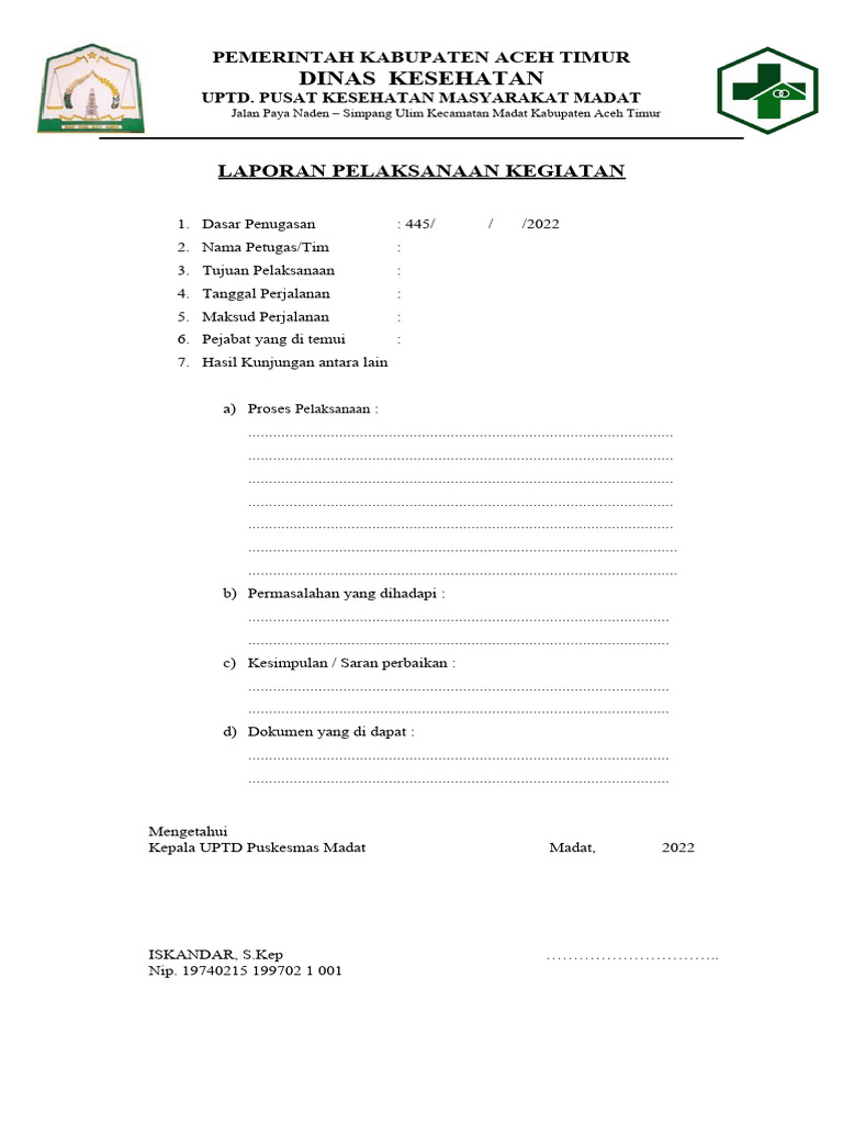 Laporan Pelaksana Kegiatan Ipah | PDF