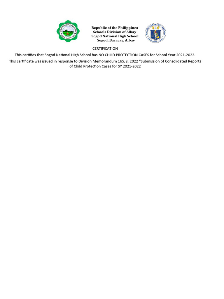 Certificate of Child Protection Cases | PDF
