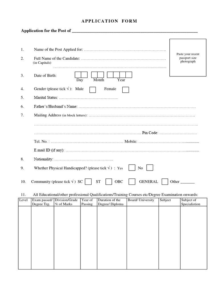 Offline Application Form 2023 1 | PDF | Qualifications | Vocational ...