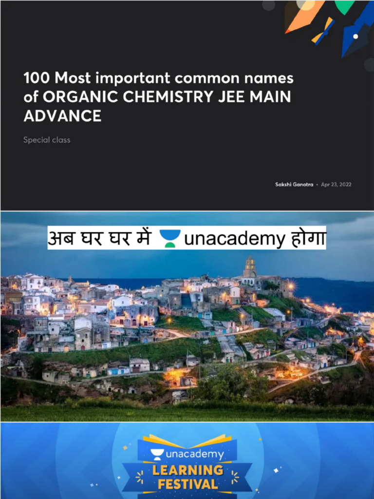 100 Most Important Common Names of ORGANIC CHEMISTRY JEE MAIN ADVANCE ...