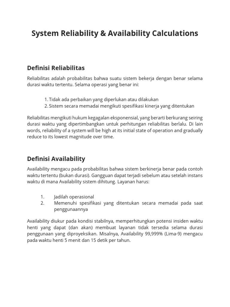 System Reliability Calculationind Pdf