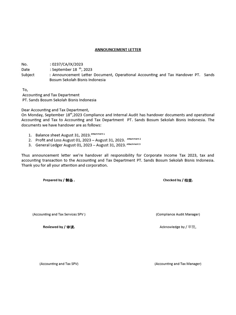 Accounting & Tax Handover Notice | PDF