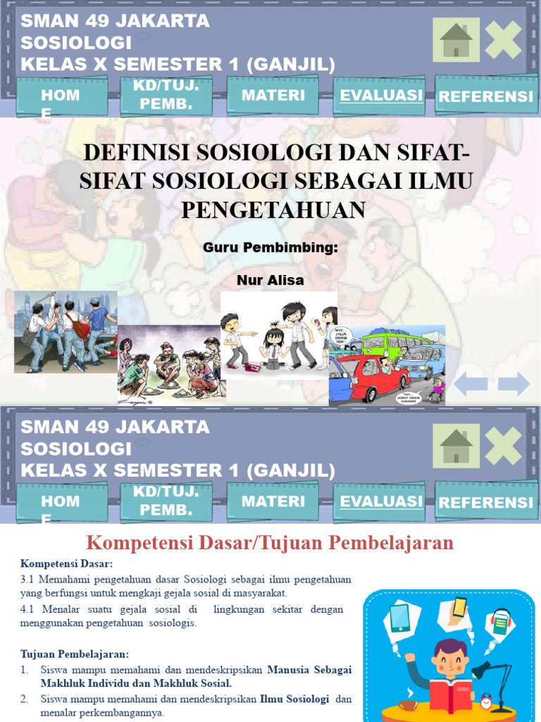 Materi 1 - Definisi Dan Sifat Sosiologi - Kelas X Lengkap | PDF