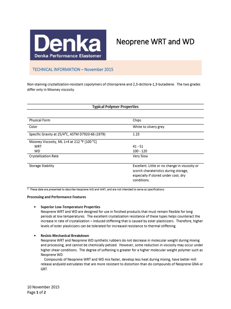 WRT and WD Tech Data Sheet | PDF | Polymers | Viscosity
