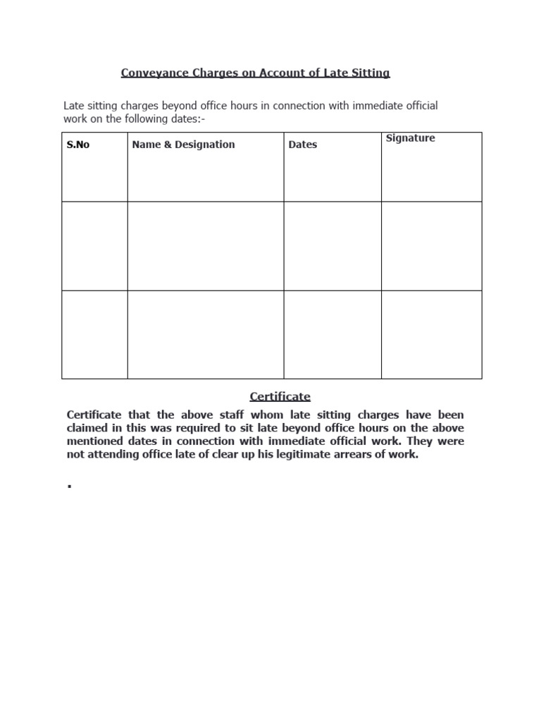 Late Sitting Form Word File | PDF