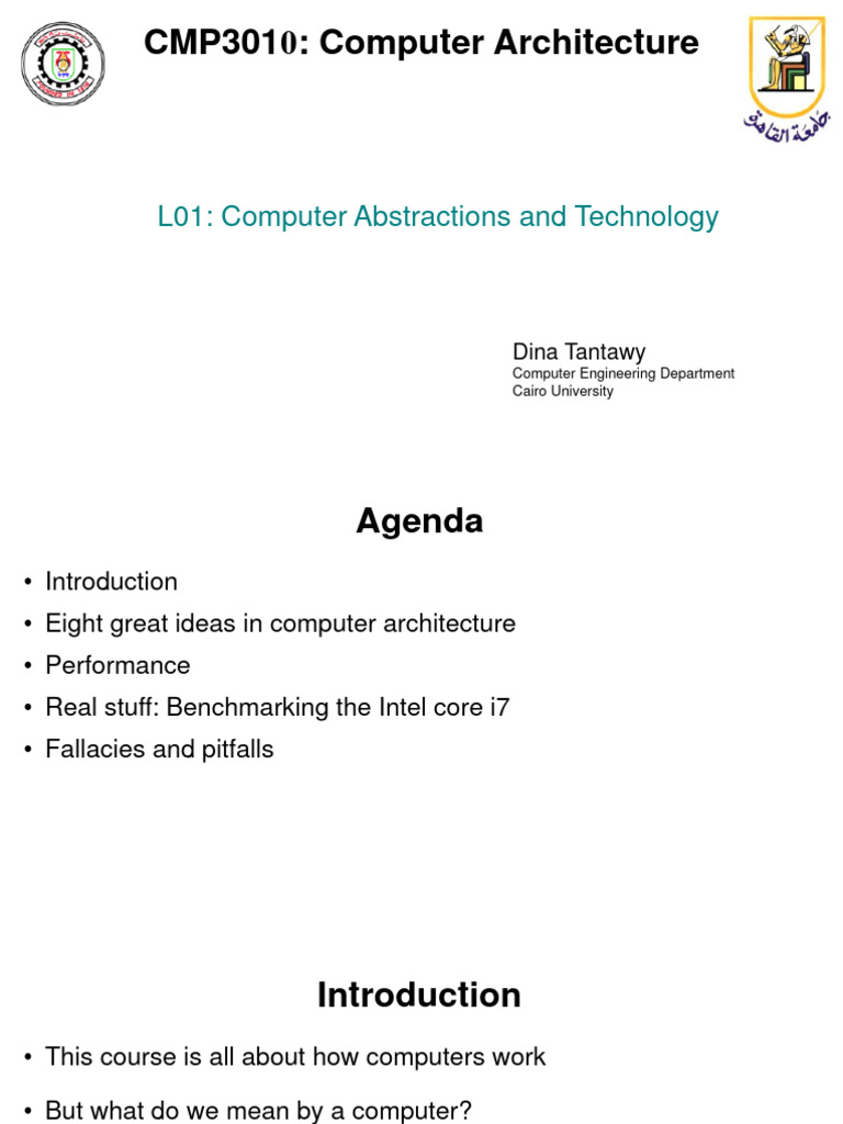 Computer Architecture Introduction Pdf Central Processing Unit