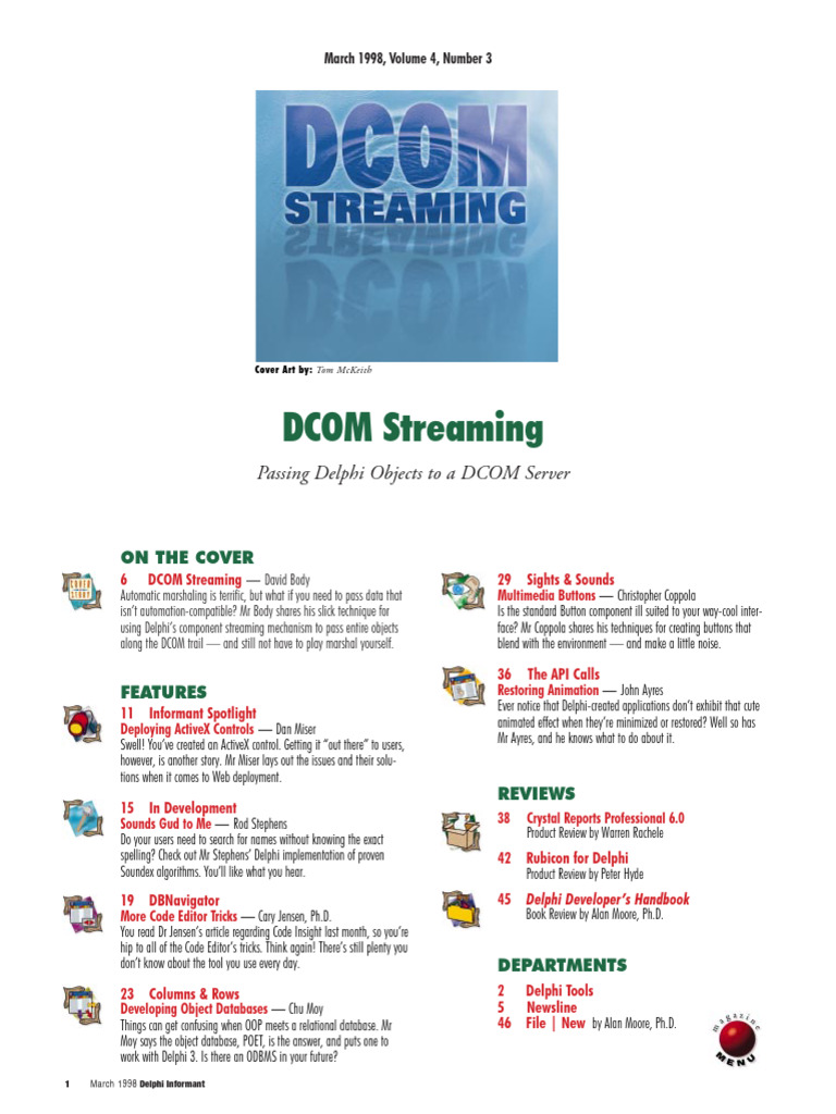 Delphi Informant Magazine 1995 2001 Pdf Component Object Model Icon Computing 