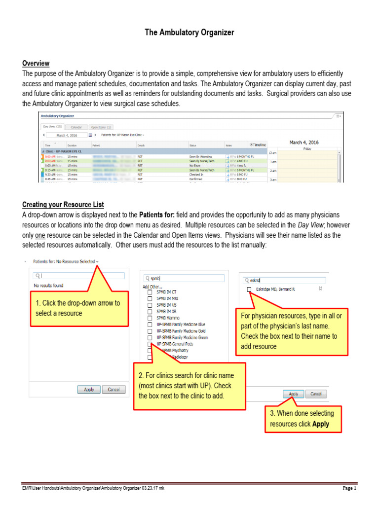 Ambulatory Organizer 03.23.17 MK | PDF | Electronic Health Record ...