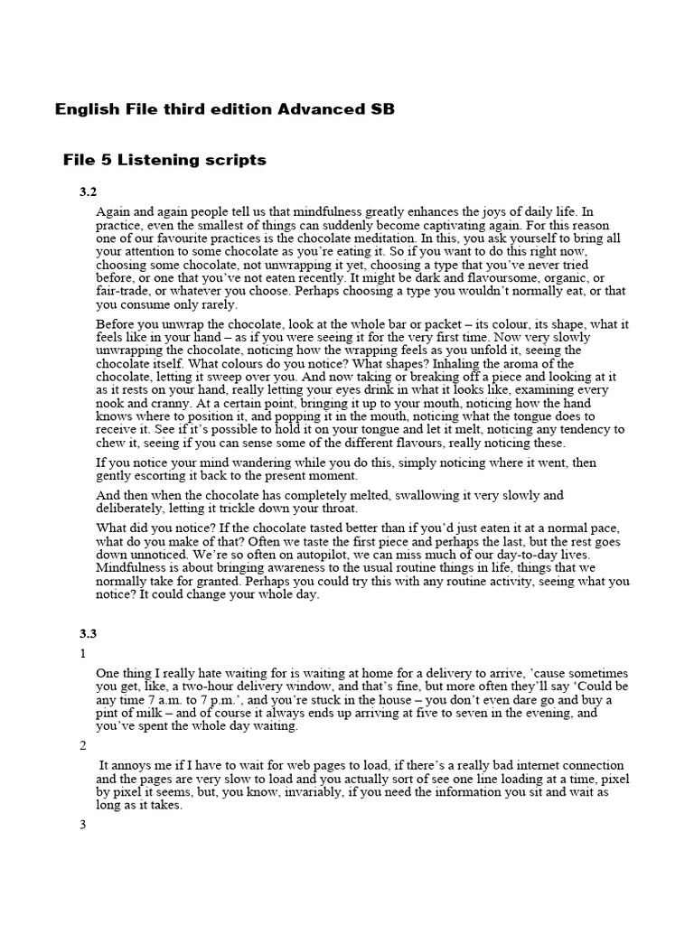 Englishfile 3e Adv File5 Listeningscripts | PDF
