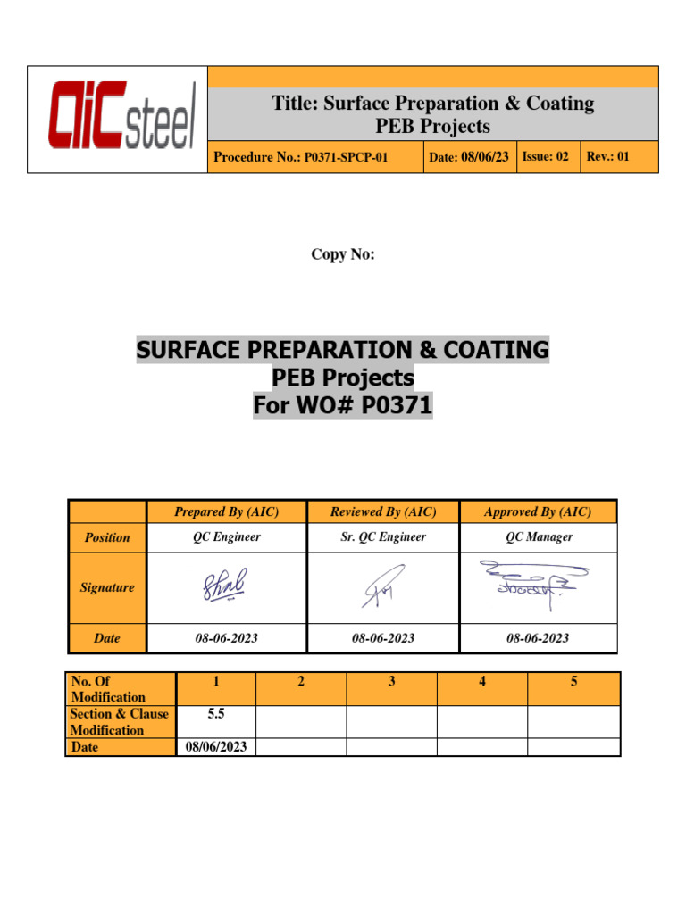 PEB Surface Preparation & Coating Guide | PDF | Paint | Epoxy